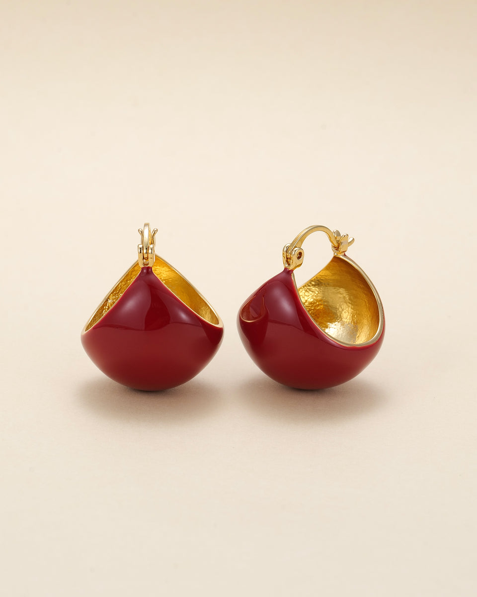 Enamel Gold Dome Hoop Earrings | ZAFARI