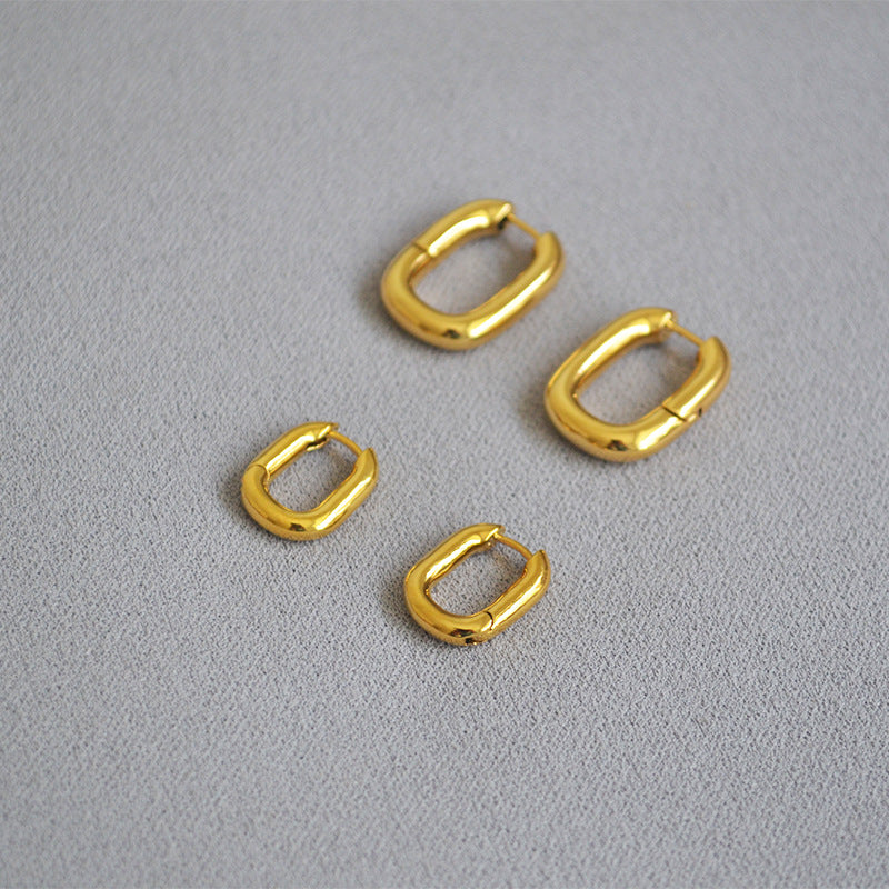 U Shape Gold Hoop Earrings